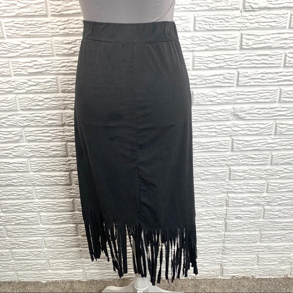 French Laundry | Skirts | French Laundry Black Boho Midi Skirt Fringe ...